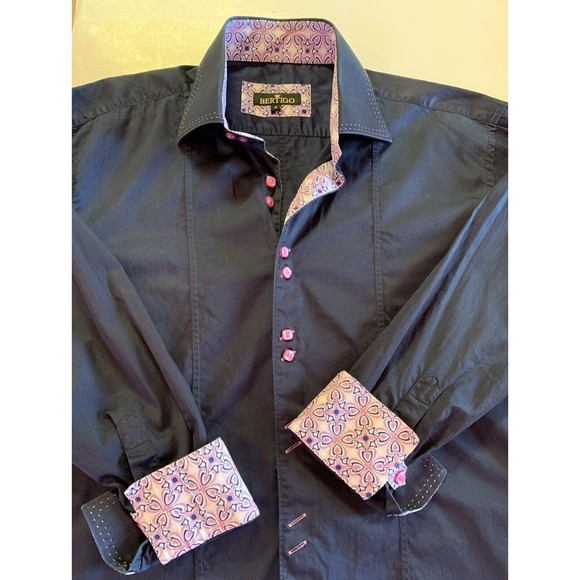 Shirts | Bertigo Mens Italian Designer Dress Shirt Eu 6us 2xl Contrast ...